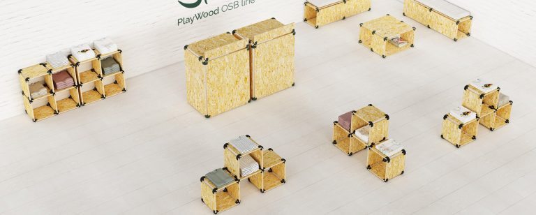Cubes de rangement modulaires en OSB, démontable, 4 combinaisons possibles